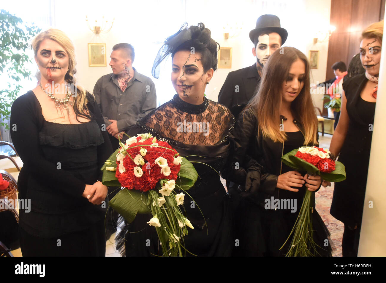 Bride Hana Hegerova (centre) and Tomas Heger get married during ...