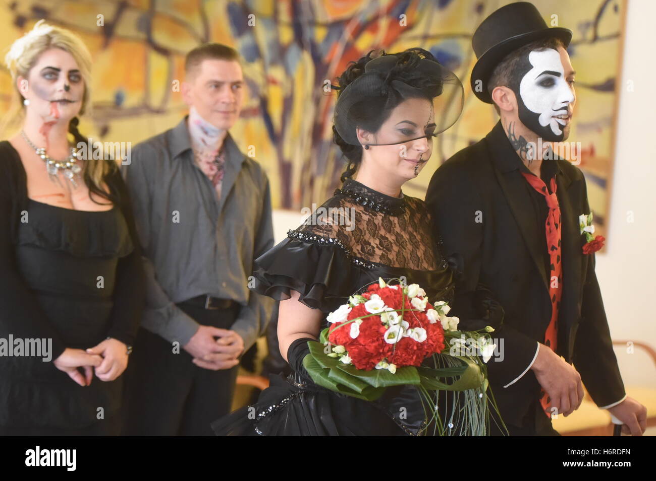 Bride Hana Hegerova and groom Tomas Heger (right) get married during ...