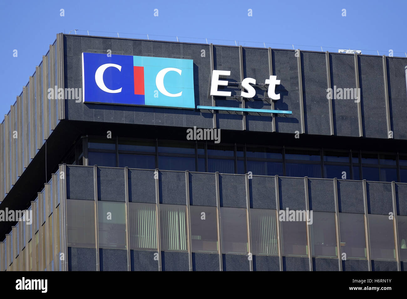 A high-rise with the headquarters of CIC Est bank in Strasbourg in ...