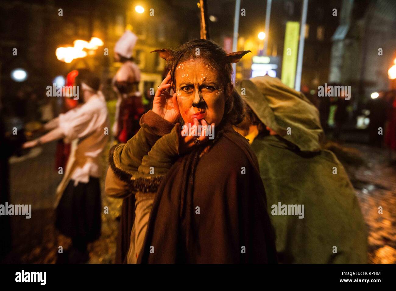 Edinburgh, UK. 1st Nov, 2016. Samhain march in the center of Edinburgh ...