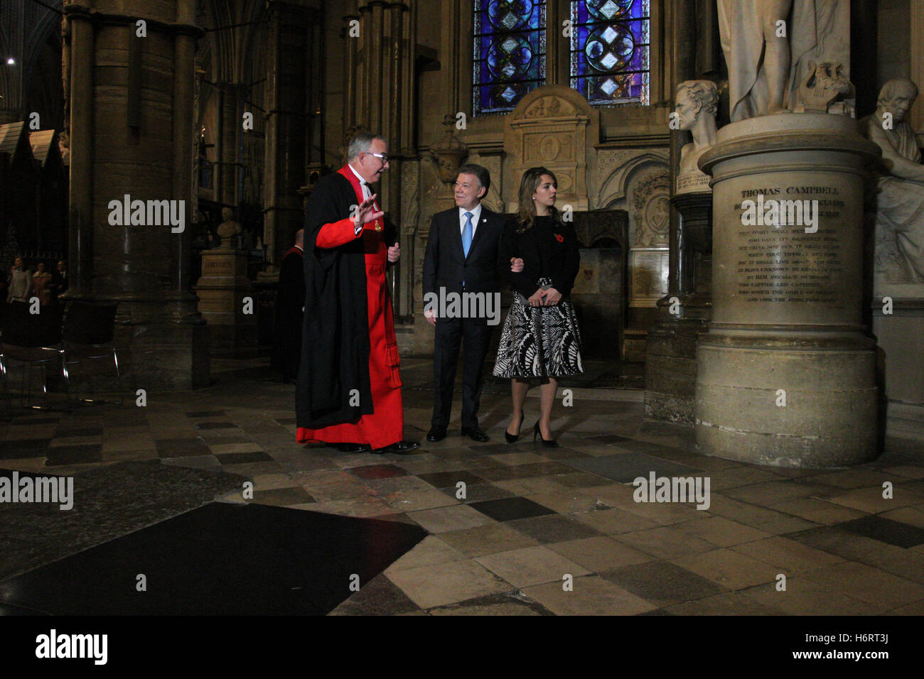 London, UK.2nd Nov 2016. Rev Dr John Hall, President Santos and his ...