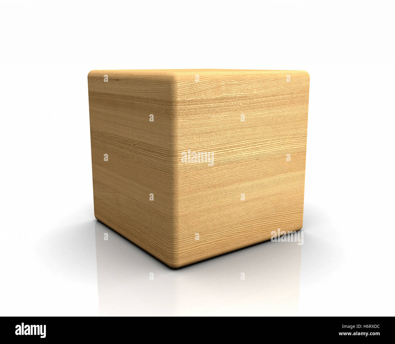 3d wooden cube with rounded ends - european ash Stock Photo - Alamy
