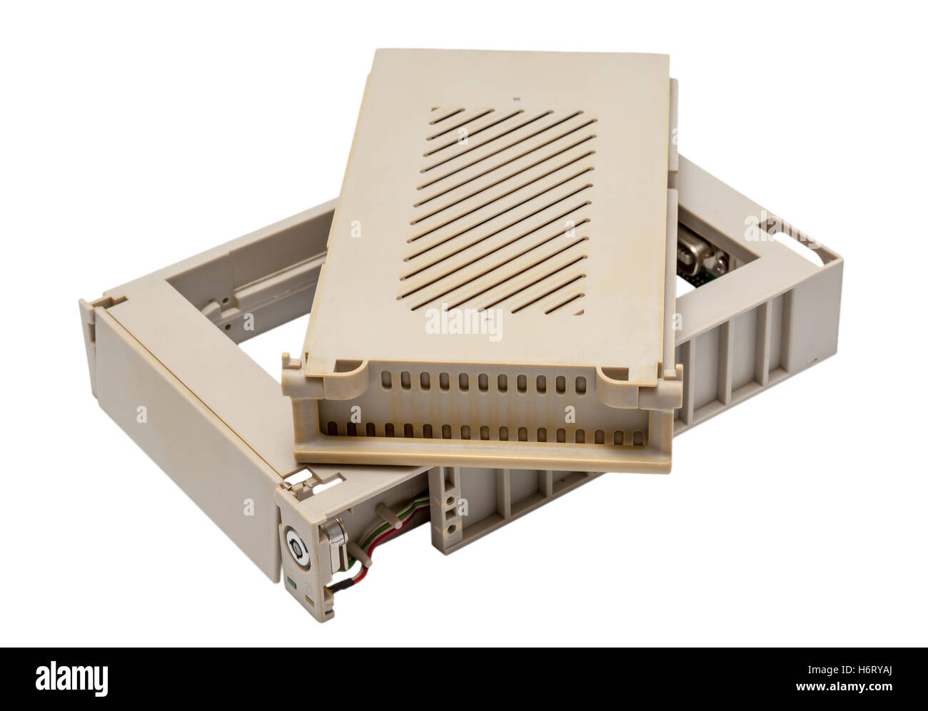 Electronic collection - Used old mobile hdd rack internal box isolated ...