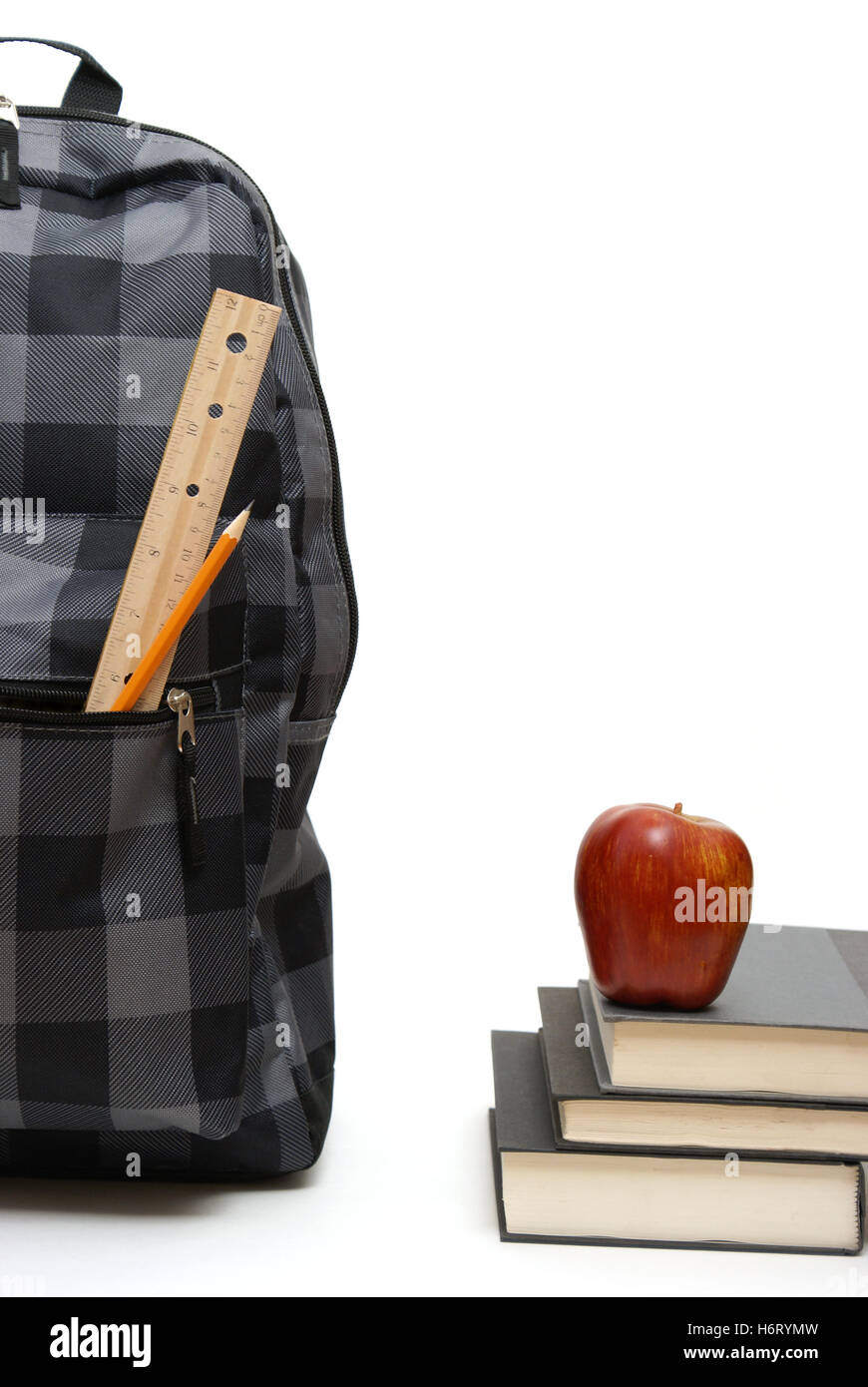 School backpack books ruler hi-res stock photography and images - Alamy