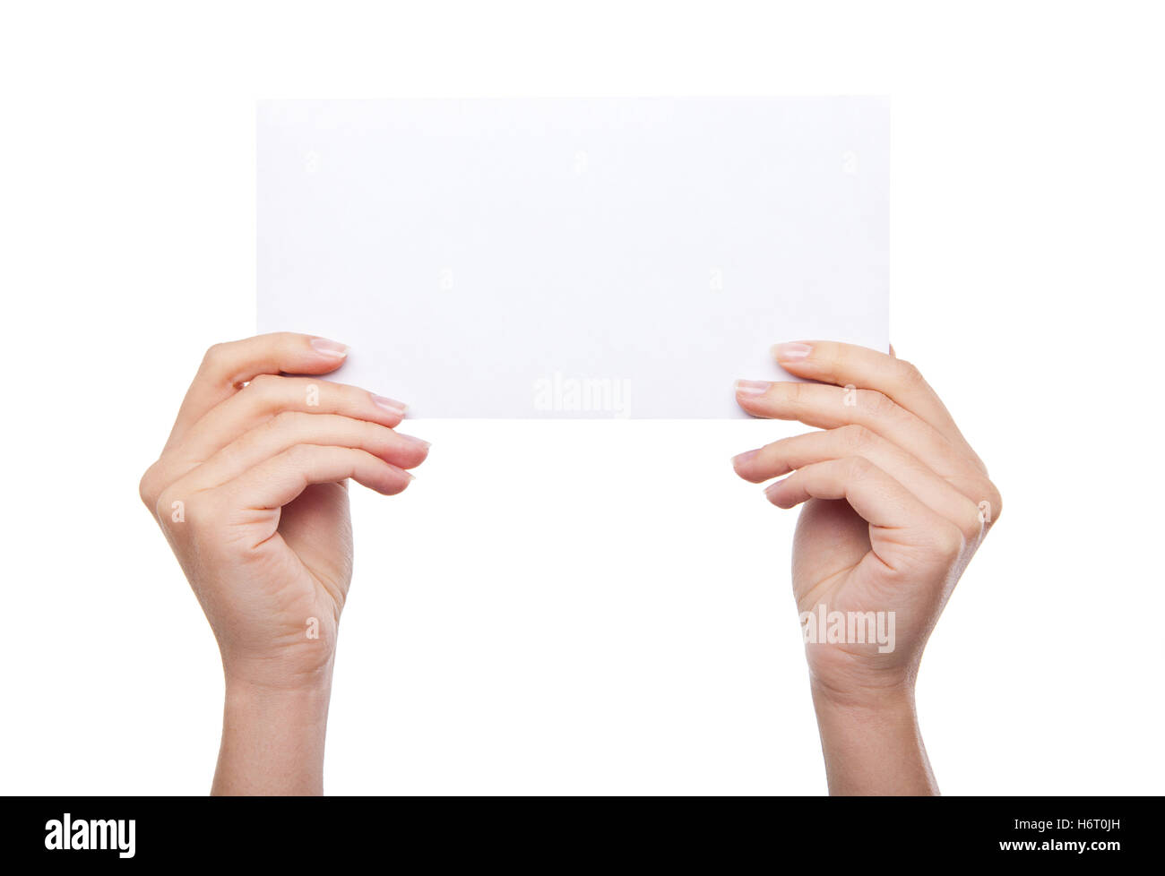 Human hands holding blank paper Cut Out Stock Images & Pictures - Alamy