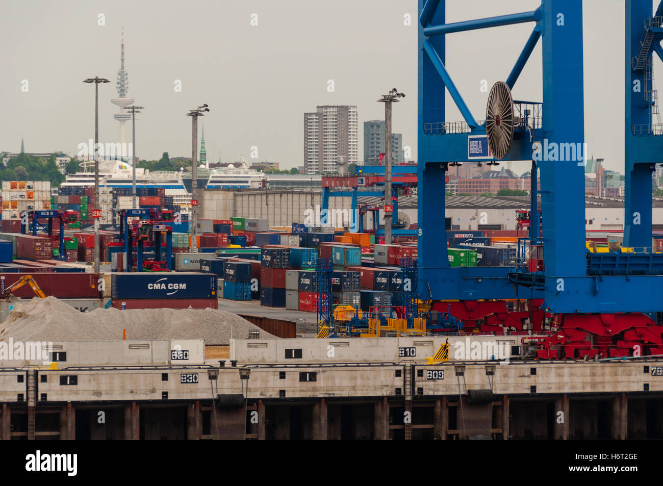 View from the Container Terminal Altenwerder on Hamburg Stock Photo - Alamy