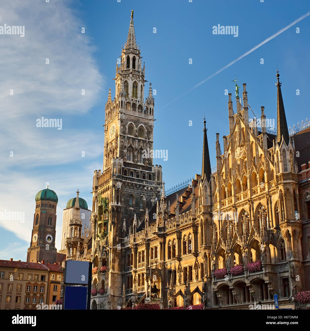 blue house building tower beautiful beauteously nice city town monument ...