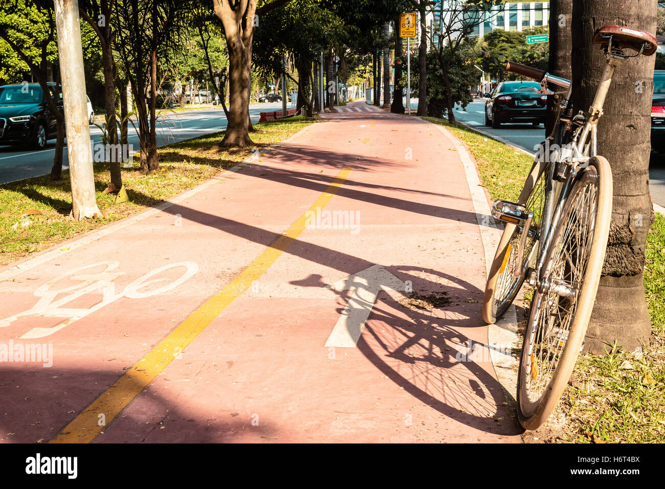 Photo of Bike Path in the Streets of Sao Paulo, Brazil (Brasil Stock ...