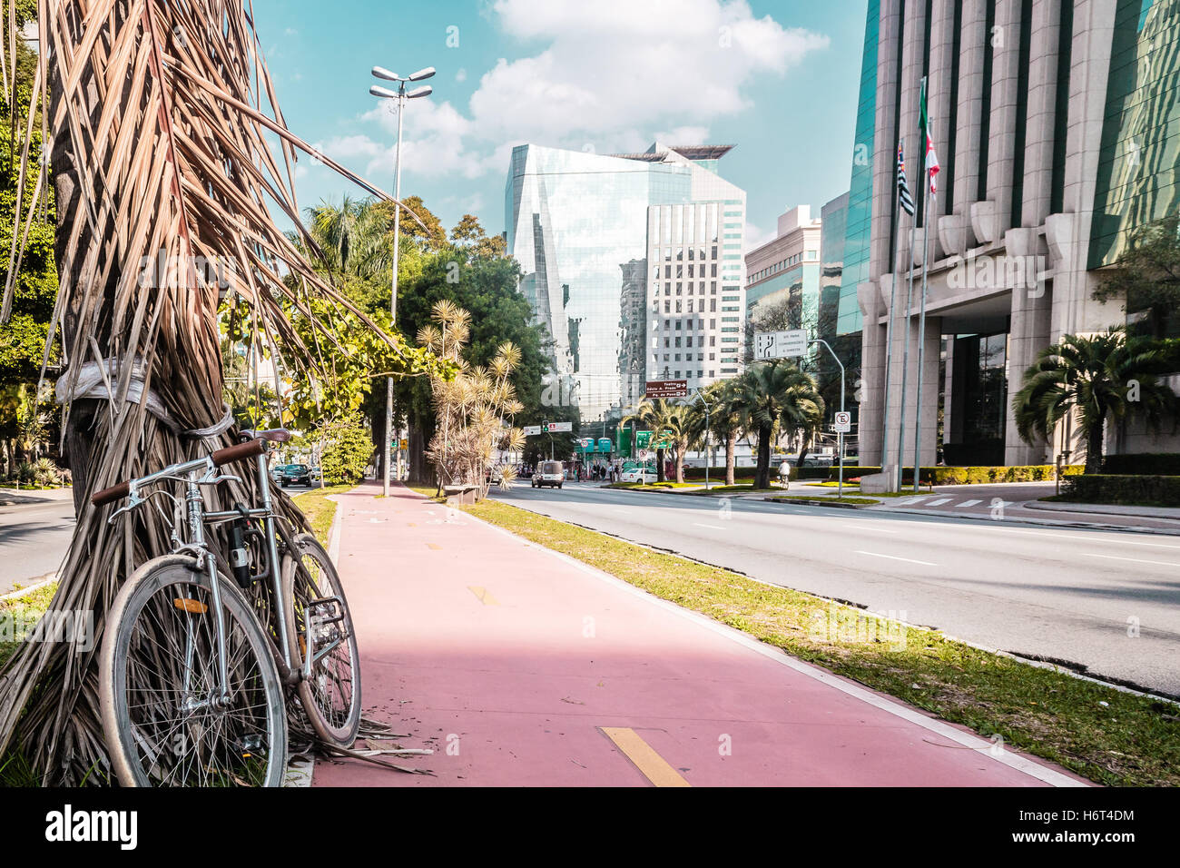 Photo of Bike Path in the Streets of Sao Paulo, Brazil (Brasil Stock ...