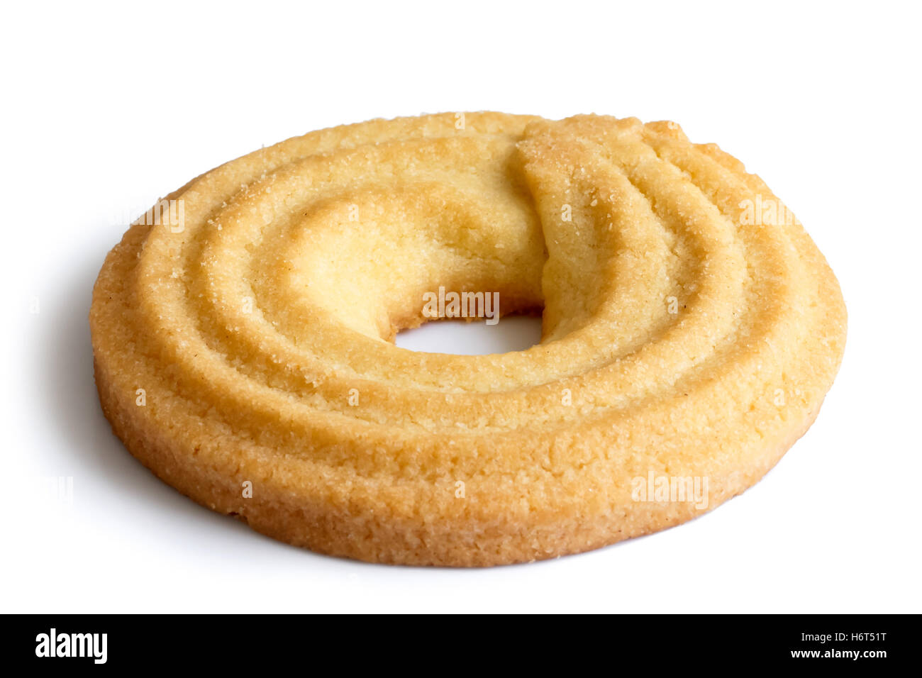 Single butter ring biscuit isolated on white in perspective Stock Photo ...
