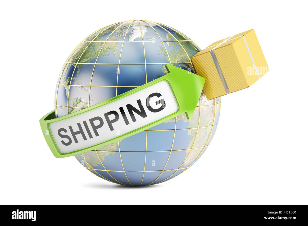 Global shipping and delivery concept, 3D rendering isolated on white ...