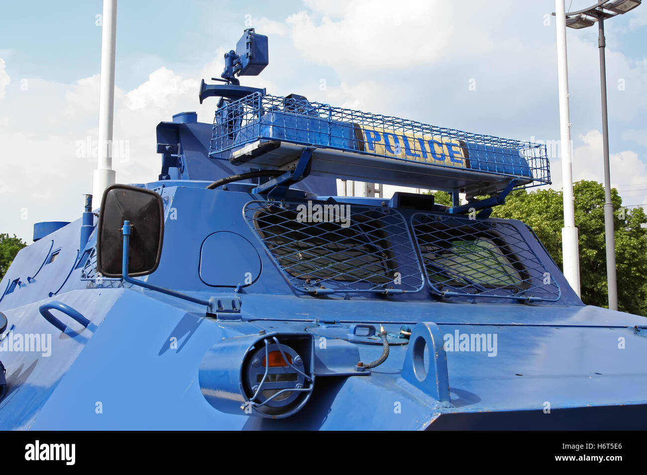 Armoured vehicle. Police blue color armoured vehicle Stock Photo - Alamy