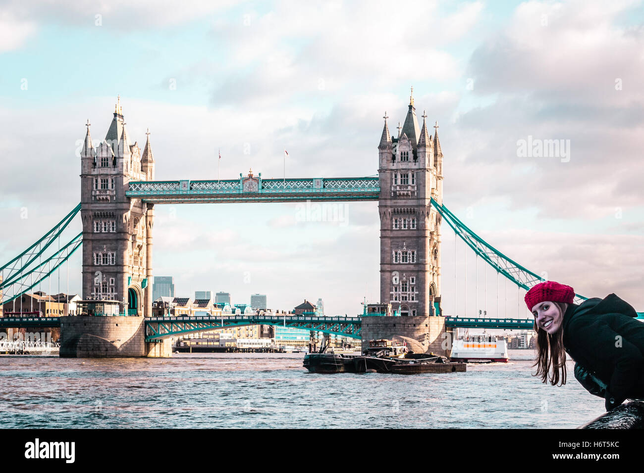 Photo of Girl in front of London Tower Bridge Stock Photo - Alamy
