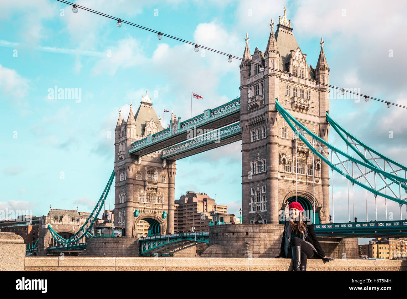 Photo of Girl in front of London Tower Bridge Stock Photo - Alamy