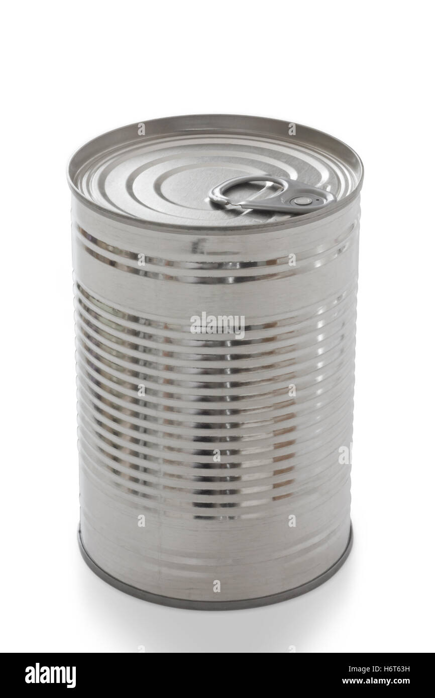 Single closed tin can isolated on white Stock Photo - Alamy