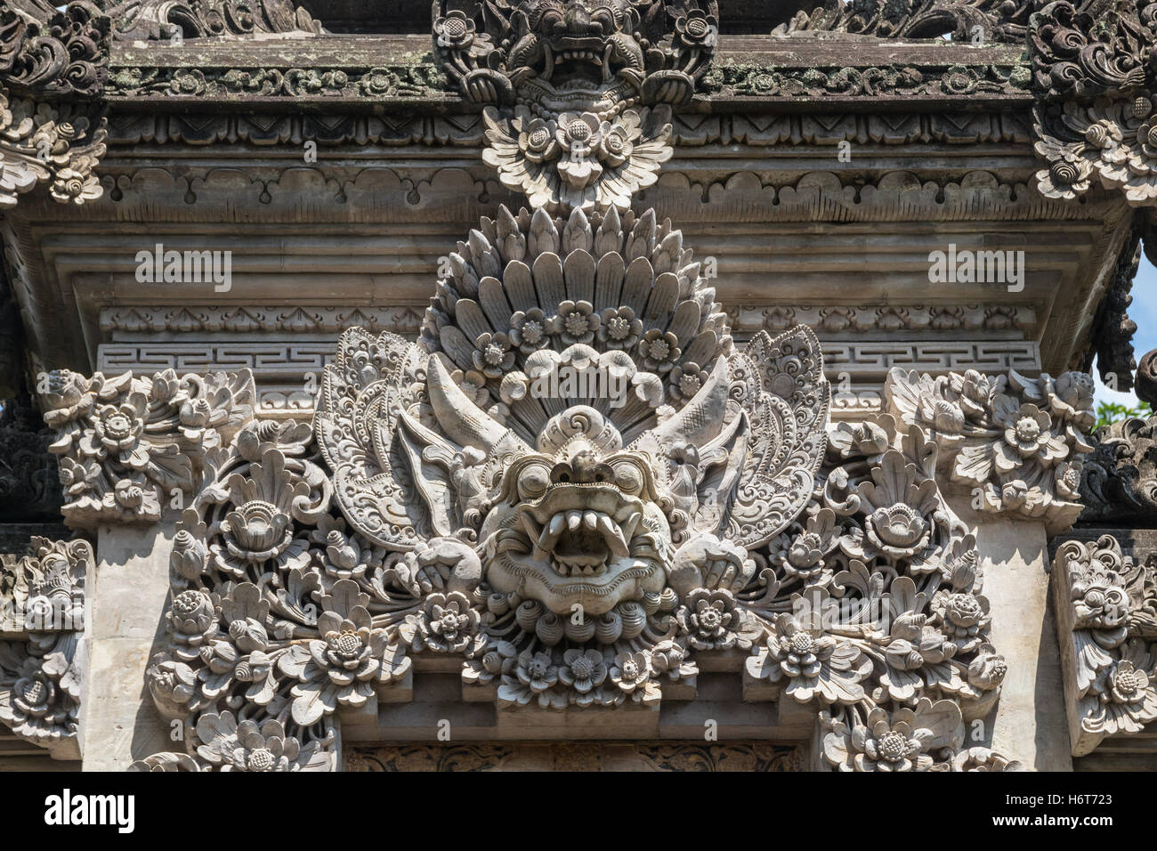 Traditional decoration of the entrance of Puri Kantor, a Hindu temple ...