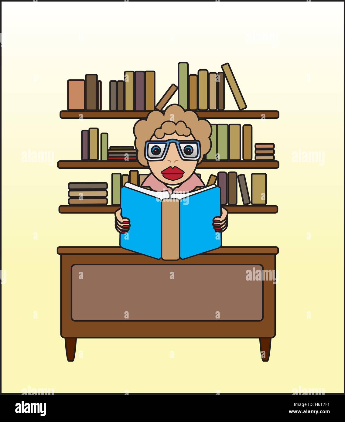 Smiling student in library Stock Vector Images - Alamy