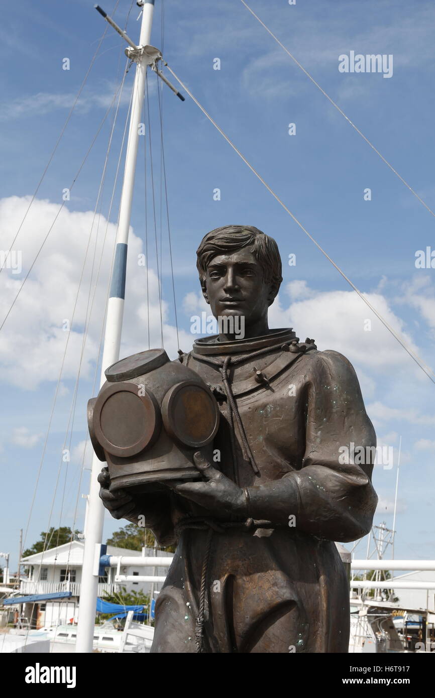 Sponge Diver Memorial Statue in historic Tarpon Springs, Florida Stock ...