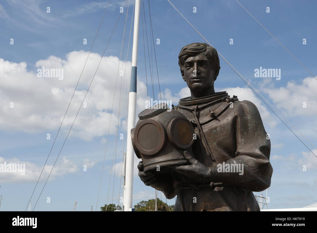 Sponge Diver Memorial Statue in historic Tarpon Springs, Florida Stock ...