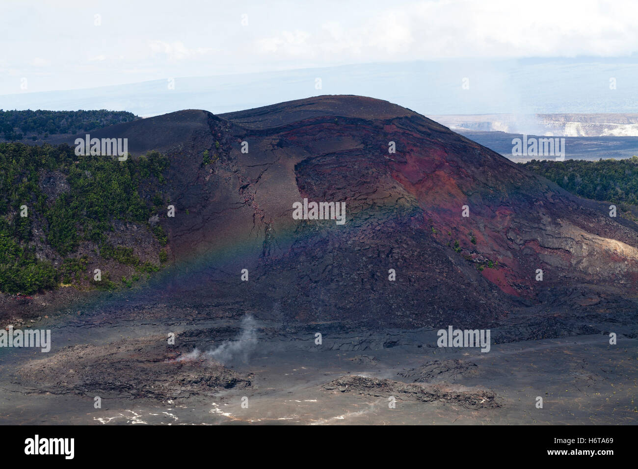 Faint Mist Rainbow Over Landscape Big Island Hawaii Lava Rocks Stock ...