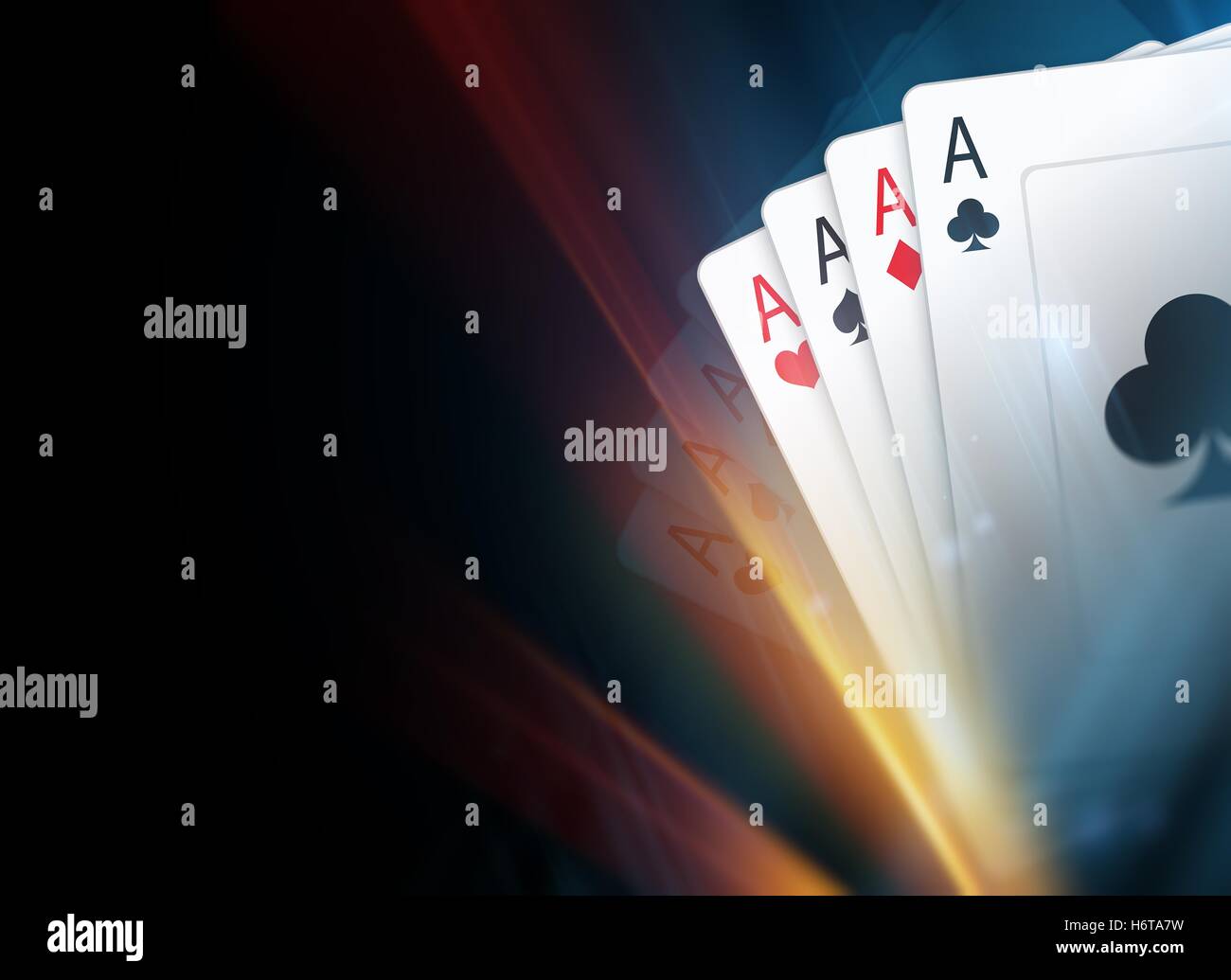 Poker Cards Dark Background Illustration with Light Streak. Poker ...
