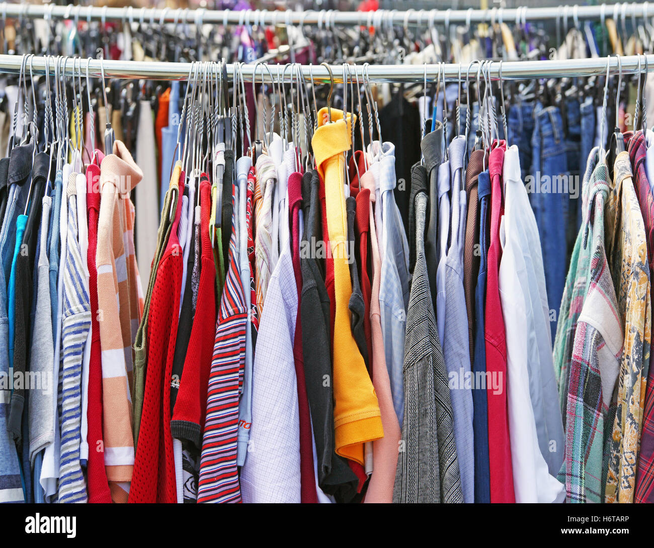 clothes at the flea market Stock Photo - Alamy