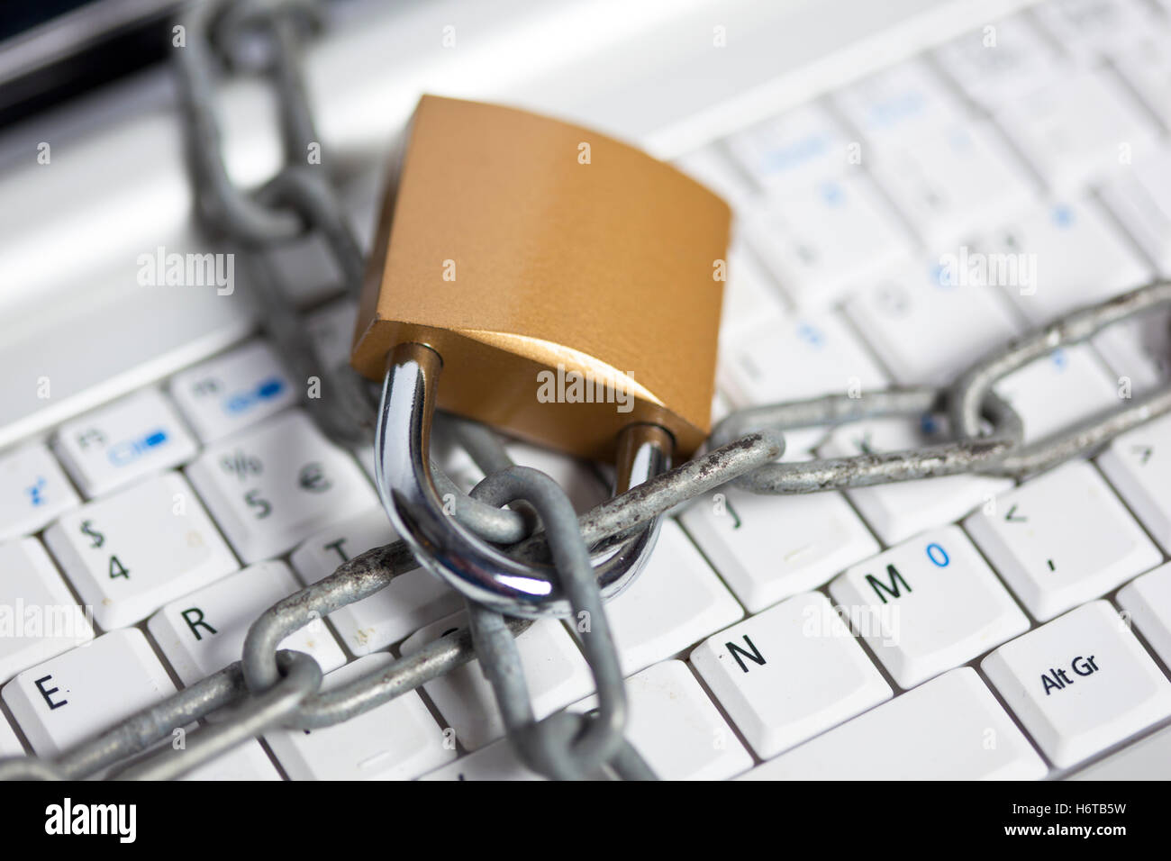 lock danger laptop notebook computers computer keyboard PC isolated ...