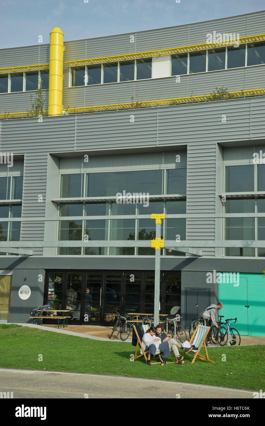 Cafe and restaurant by the new building complex housing HereEast by the ...