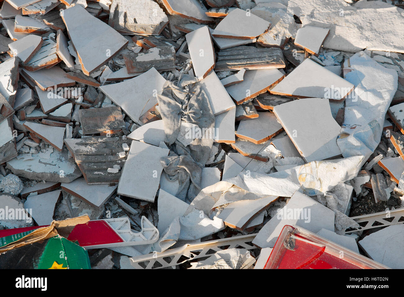 concrete ruins trash brick tiles debris litter waste squandering house ...