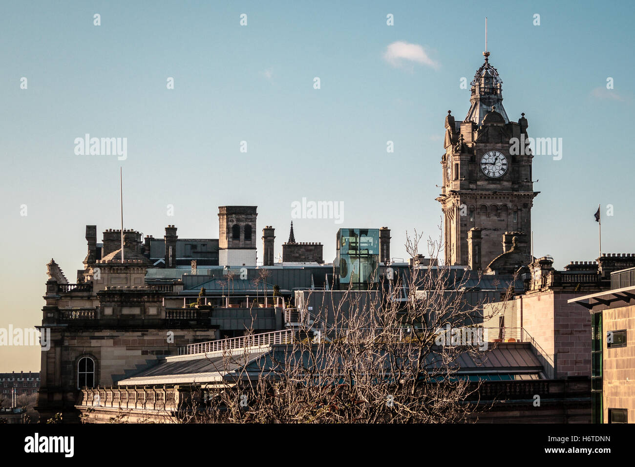 Photo of Castle and Clock in Edinburgh, Scotland Stock Photo - Alamy