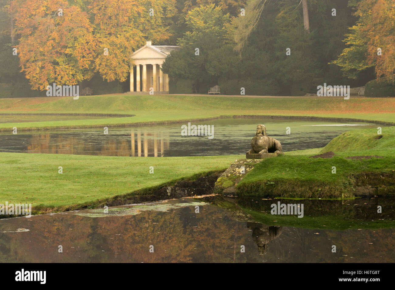 reflections of statues at Studley Royal Gardens Stock Photo - Alamy