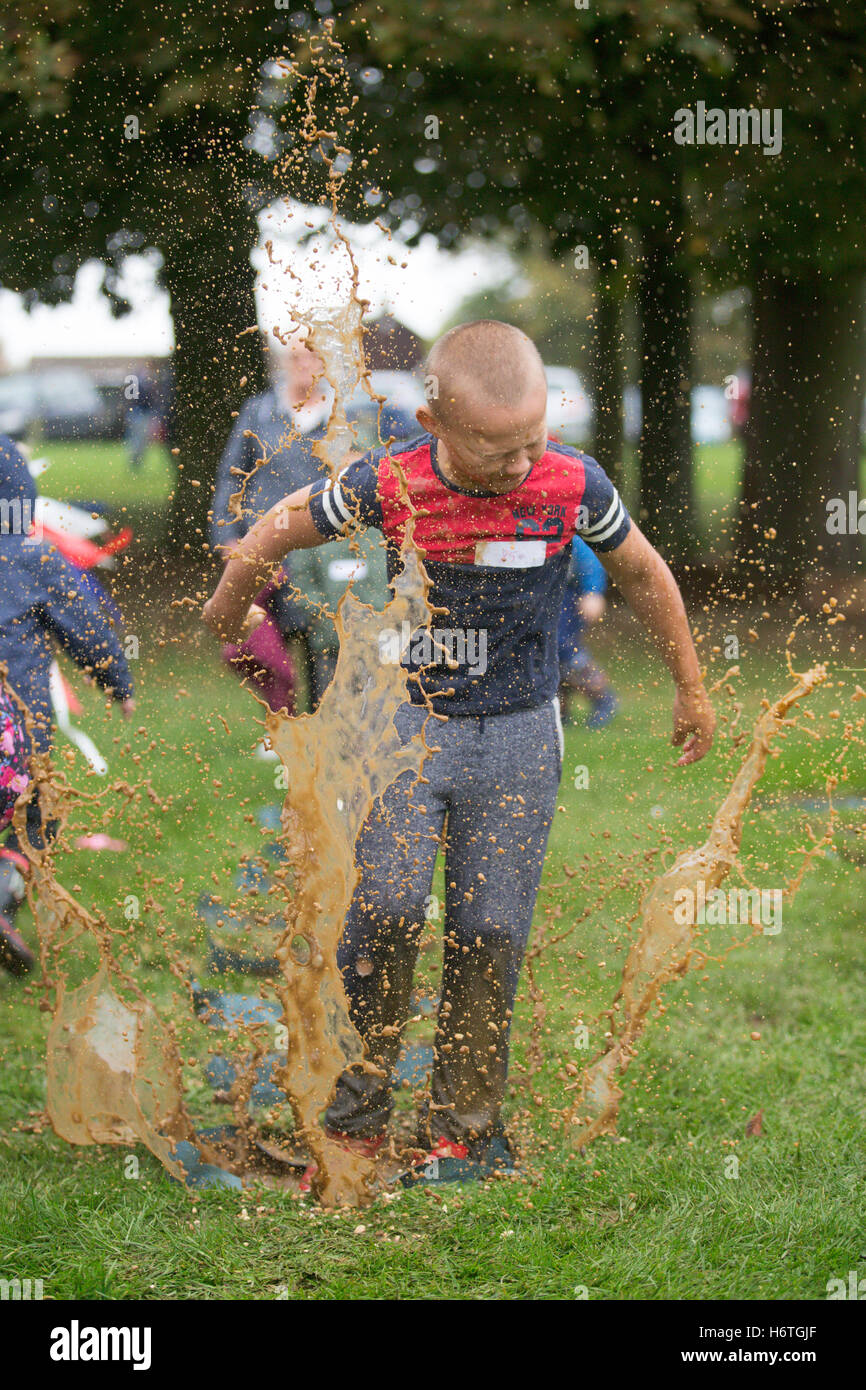 Youngsters taking part in the World Puddle Jumping Contest held at ...