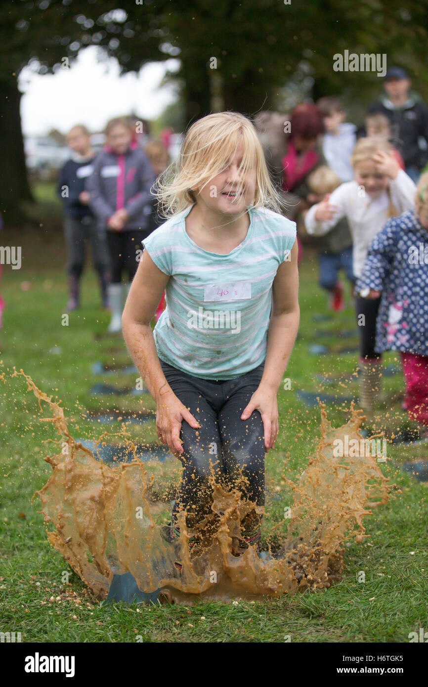 Youngsters taking part in the World Puddle Jumping Contest held at ...