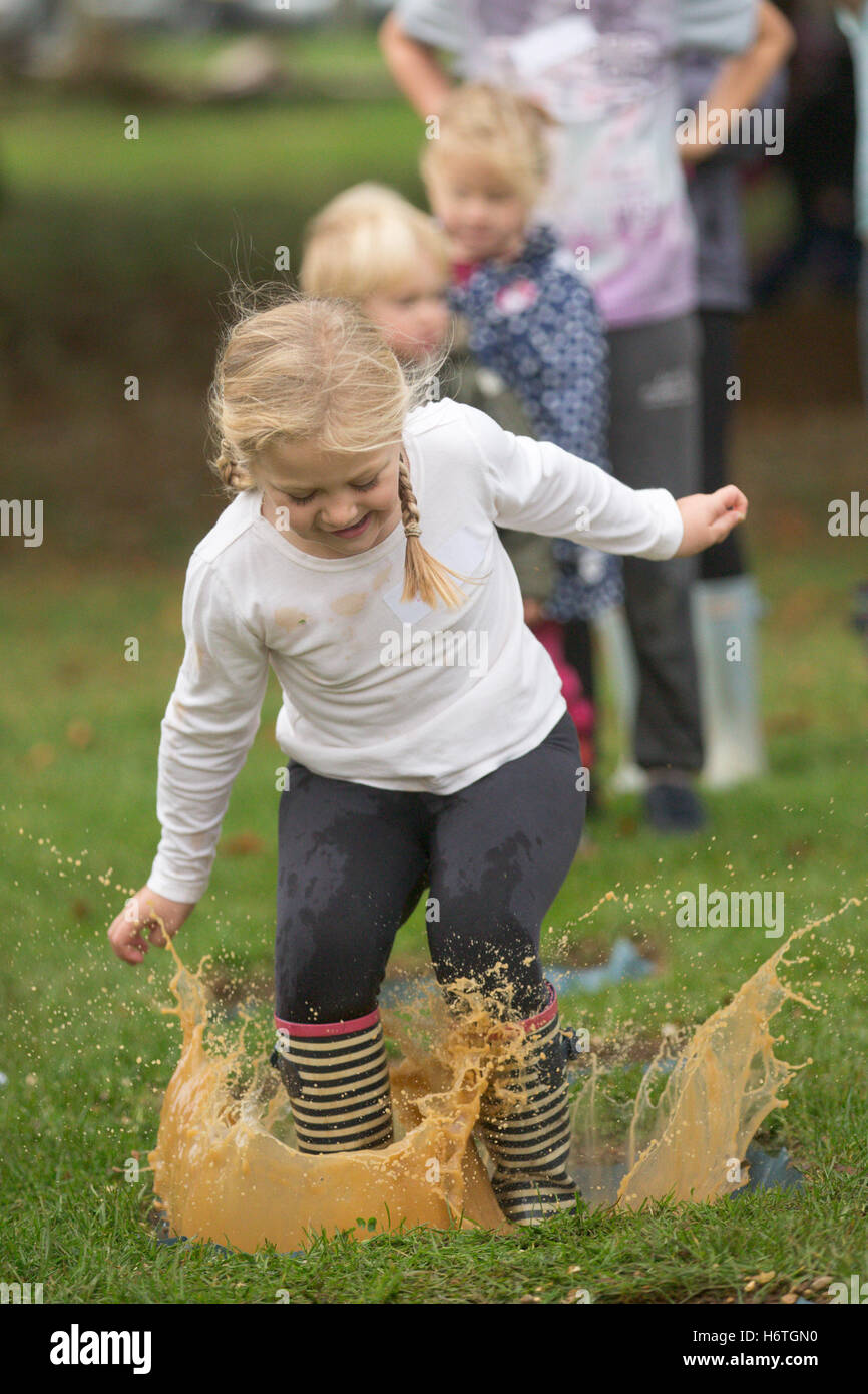 Youngsters taking part in the World Puddle Jumping Contest held at ...