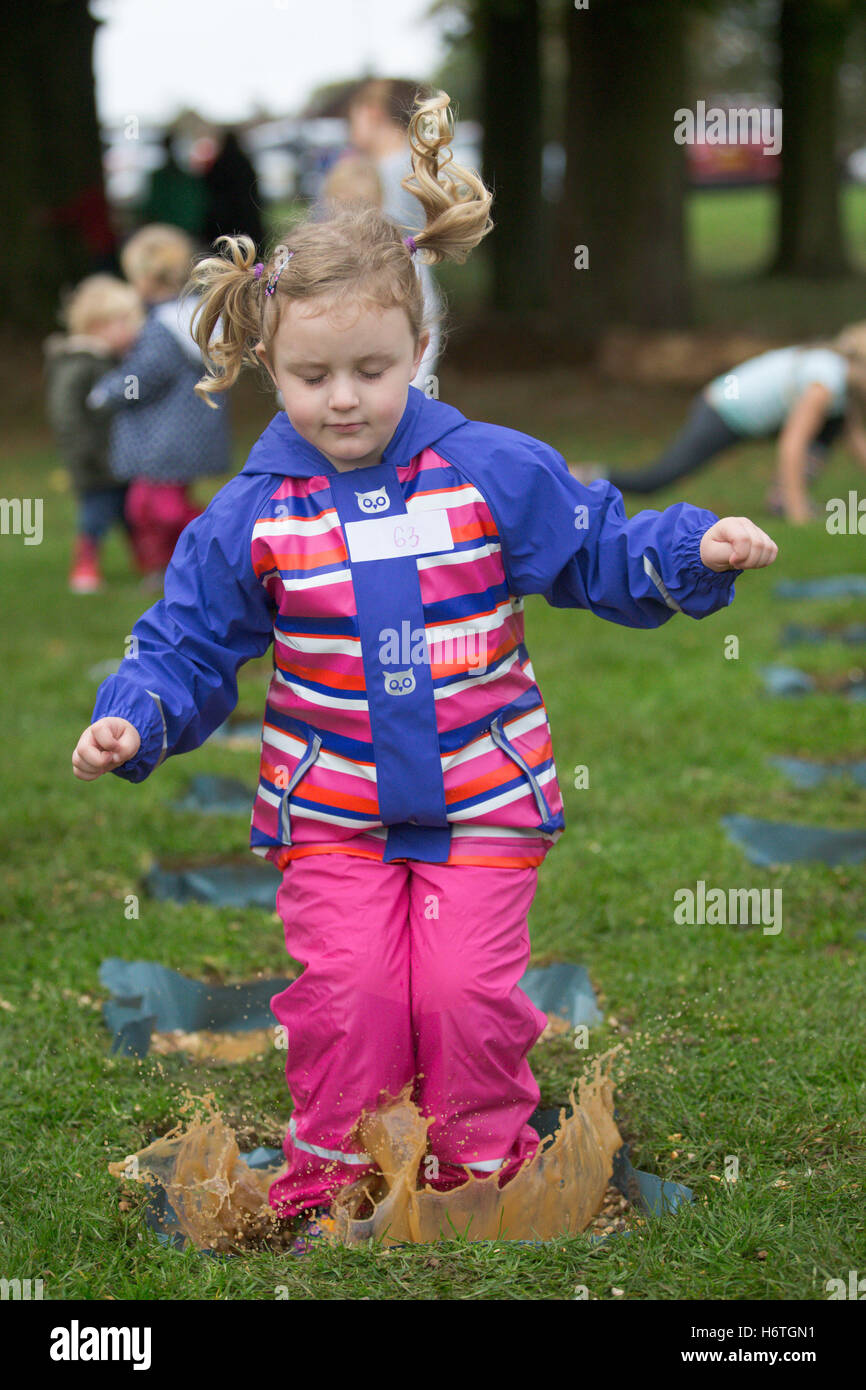 Youngsters taking part in the World Puddle Jumping Contest held at ...