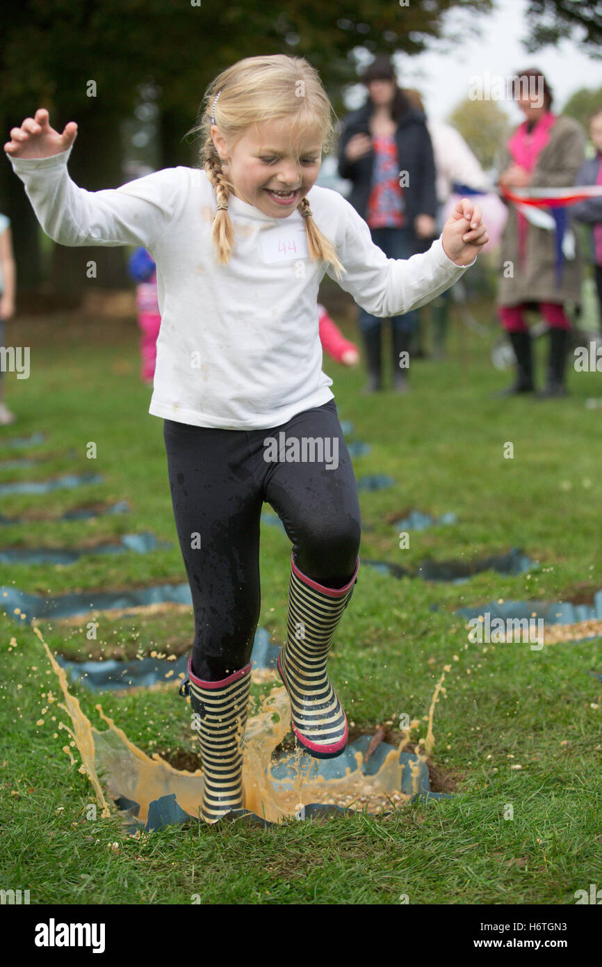 Youngsters taking part in the World Puddle Jumping Contest held at ...