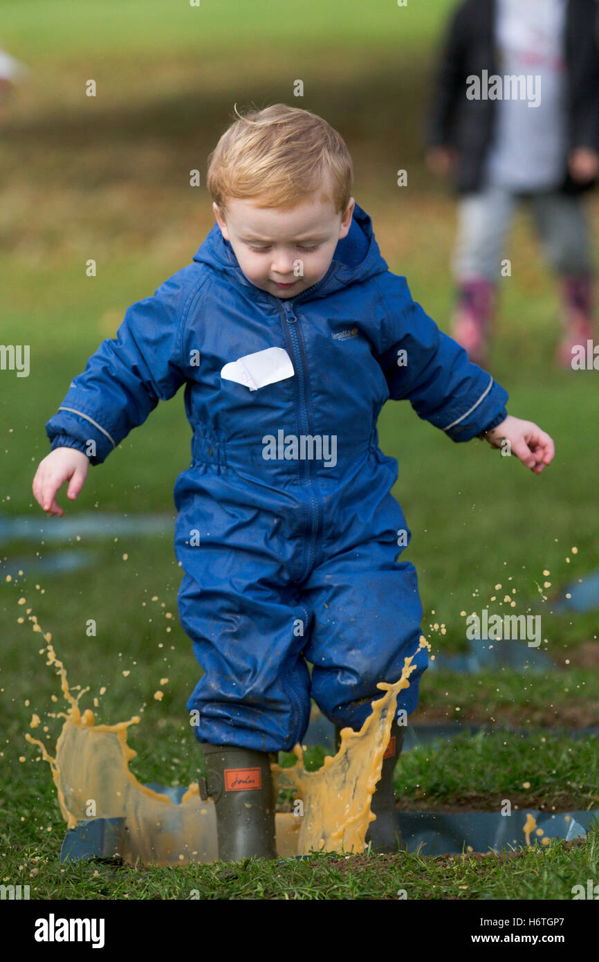 Youngsters taking part in the World Puddle Jumping Contest held at ...