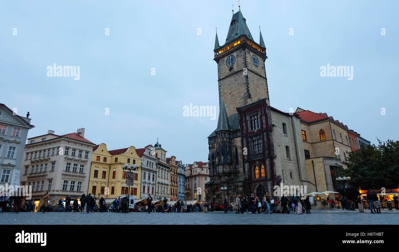 The Old Town Square and the Astronomical Clock, Prague Stock Photo - Alamy
