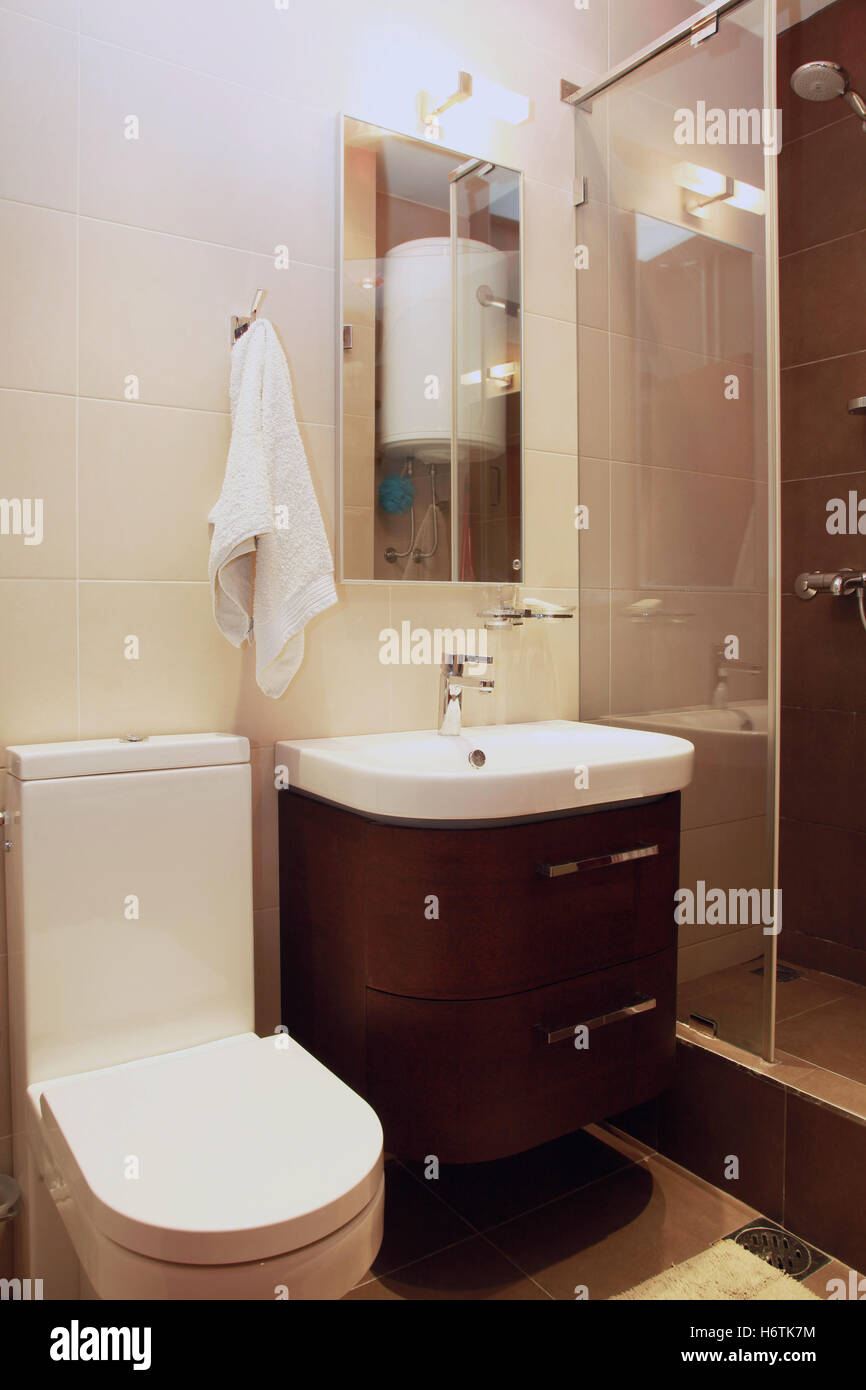 modern, modernity, interior, shower, mirror, toilet, faucet, bathroom ...