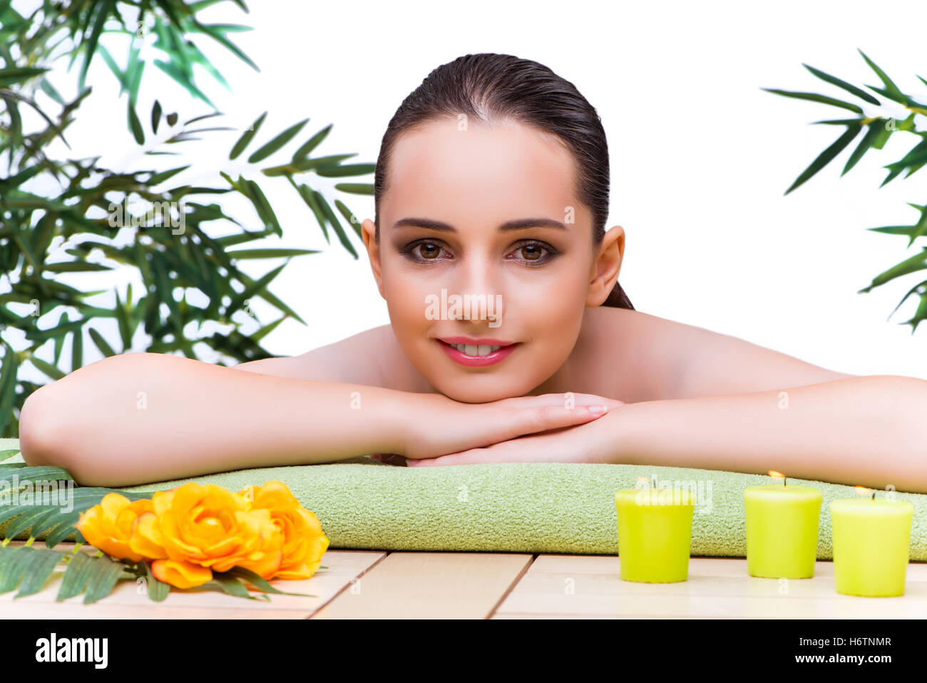 Young woman enjoying spa treatment Stock Photo - Alamy