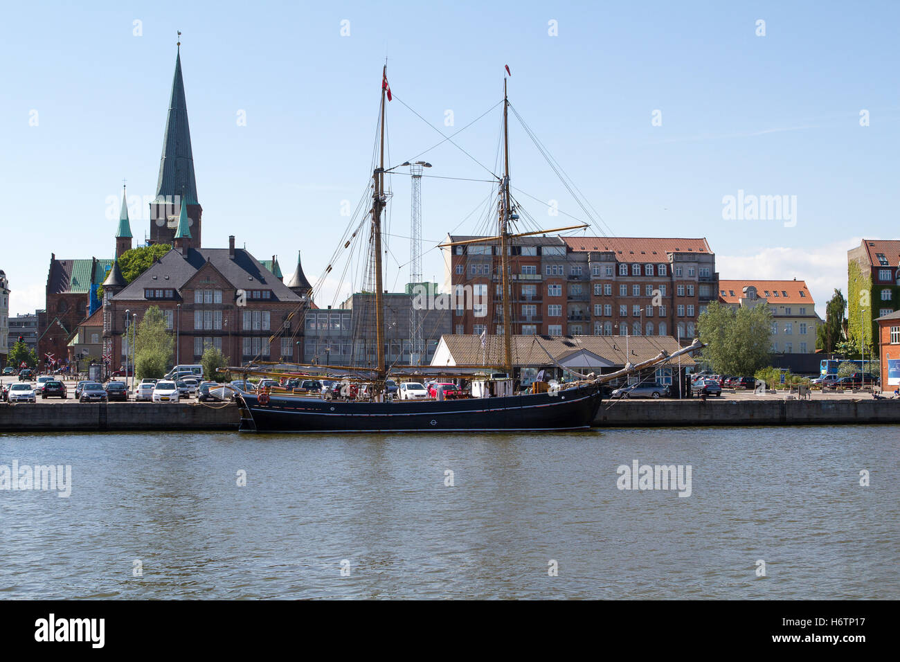 city town industry wood harbor Hanseatic city sailing ship sailing boat ...