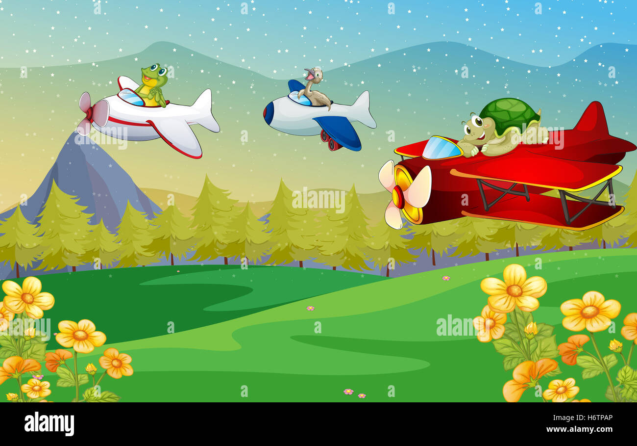 Flying turtle cartoon illustration hi-res stock photography and images ...