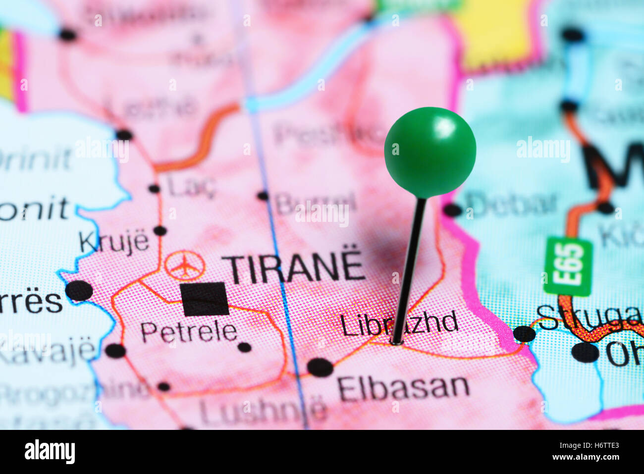 Librazhd pinned on a map of Albania Stock Photo - Alamy