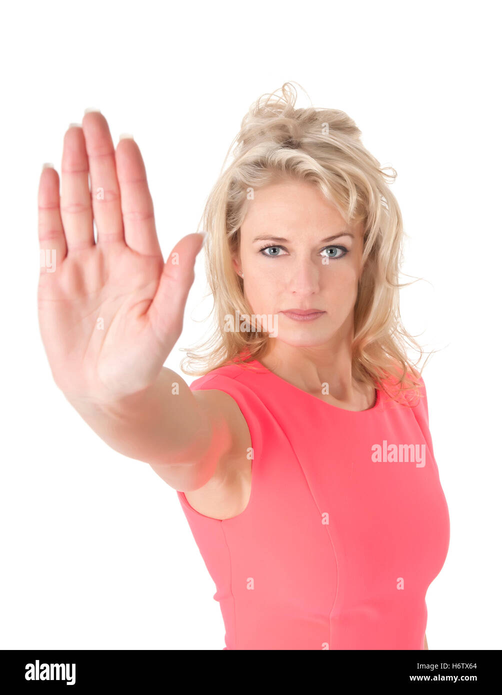 young woman showing stop Stock Photo - Alamy