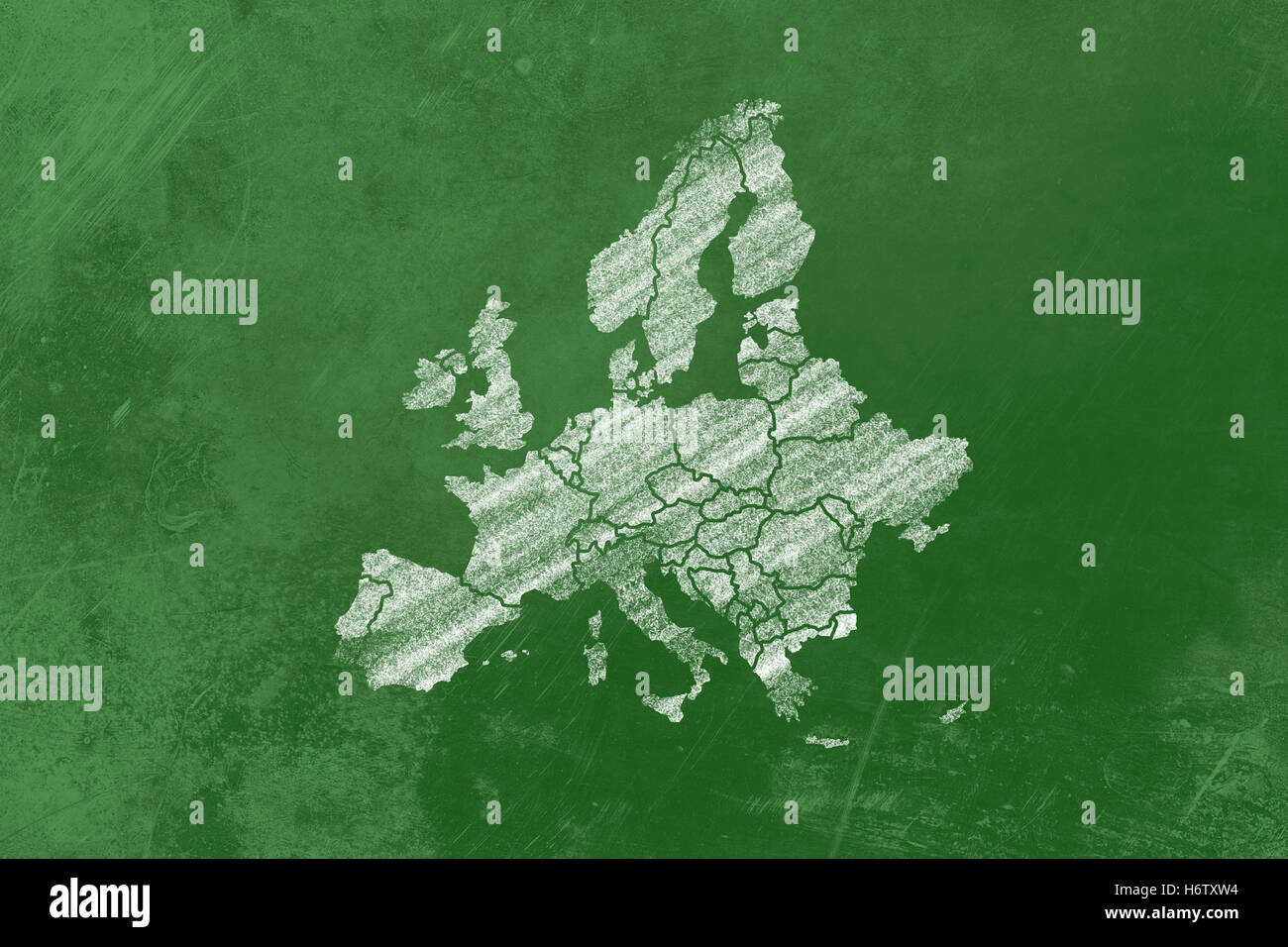 europe with countries as drawing on a blackboard Stock Photo - Alamy