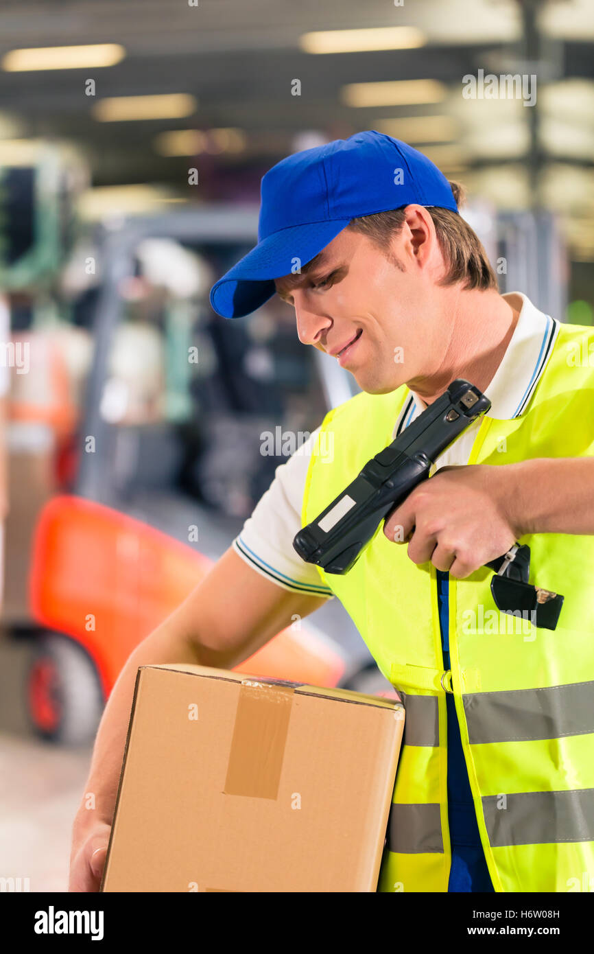warehouse of freight forwarding scan package in a warehouse Stock Photo ...