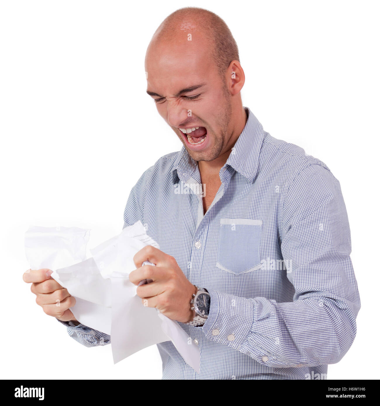 young businessman stressed frustration anger paperwork Stock Photo - Alamy