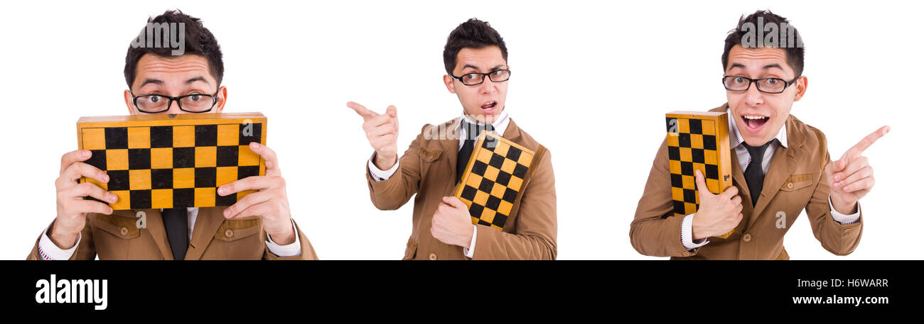 Funny chess player isolated on white Stock Photo - Alamy