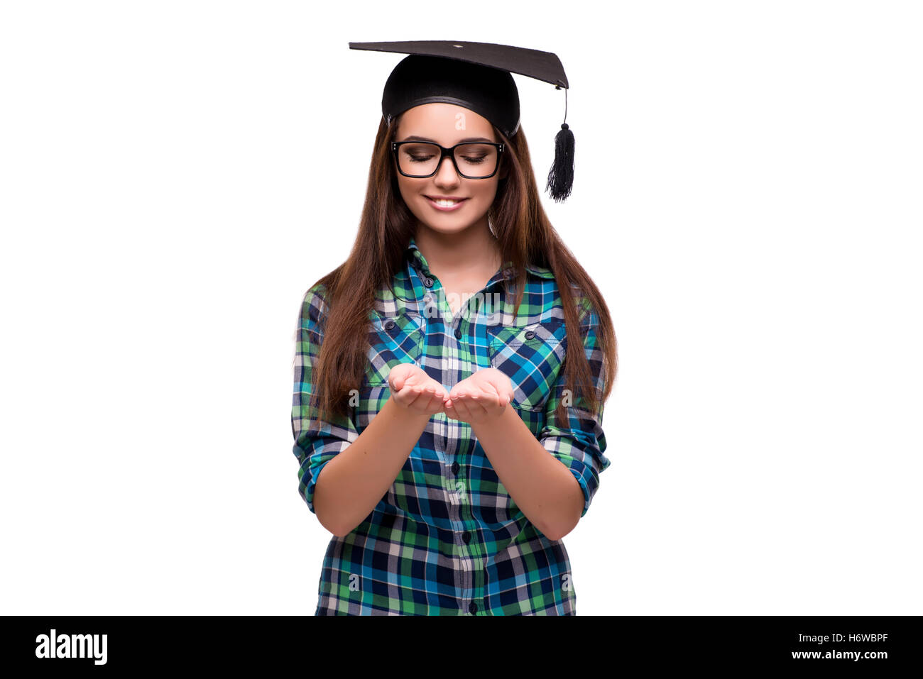 Young student isolated on the white background Stock Photo - Alamy