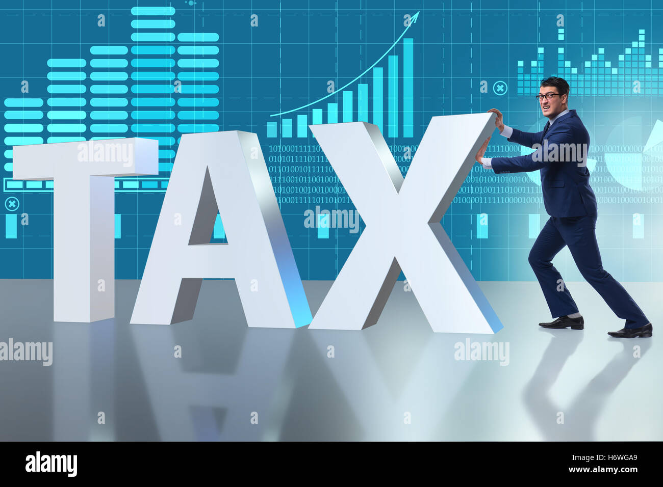 Businessman in high taxes concept Stock Photo - Alamy